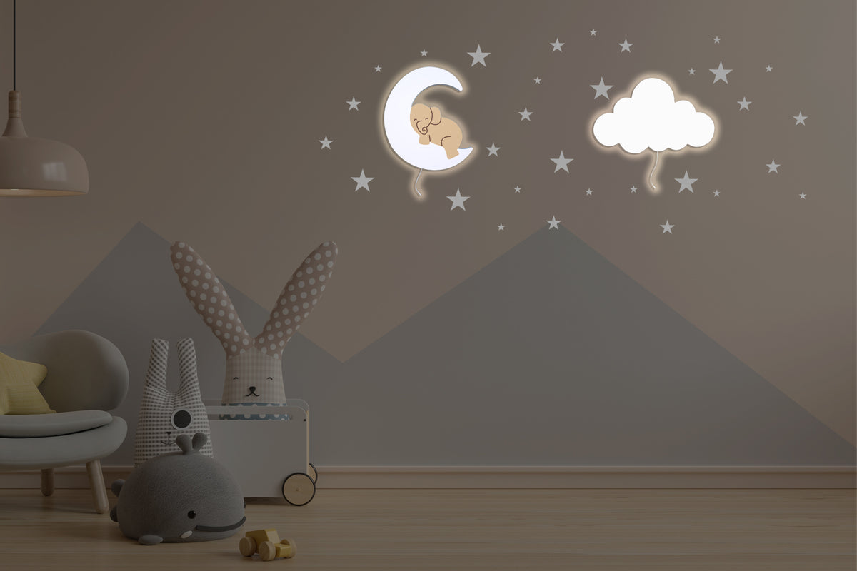 Veilleuses murale pour chambre enfant composition– Lenny et Alba