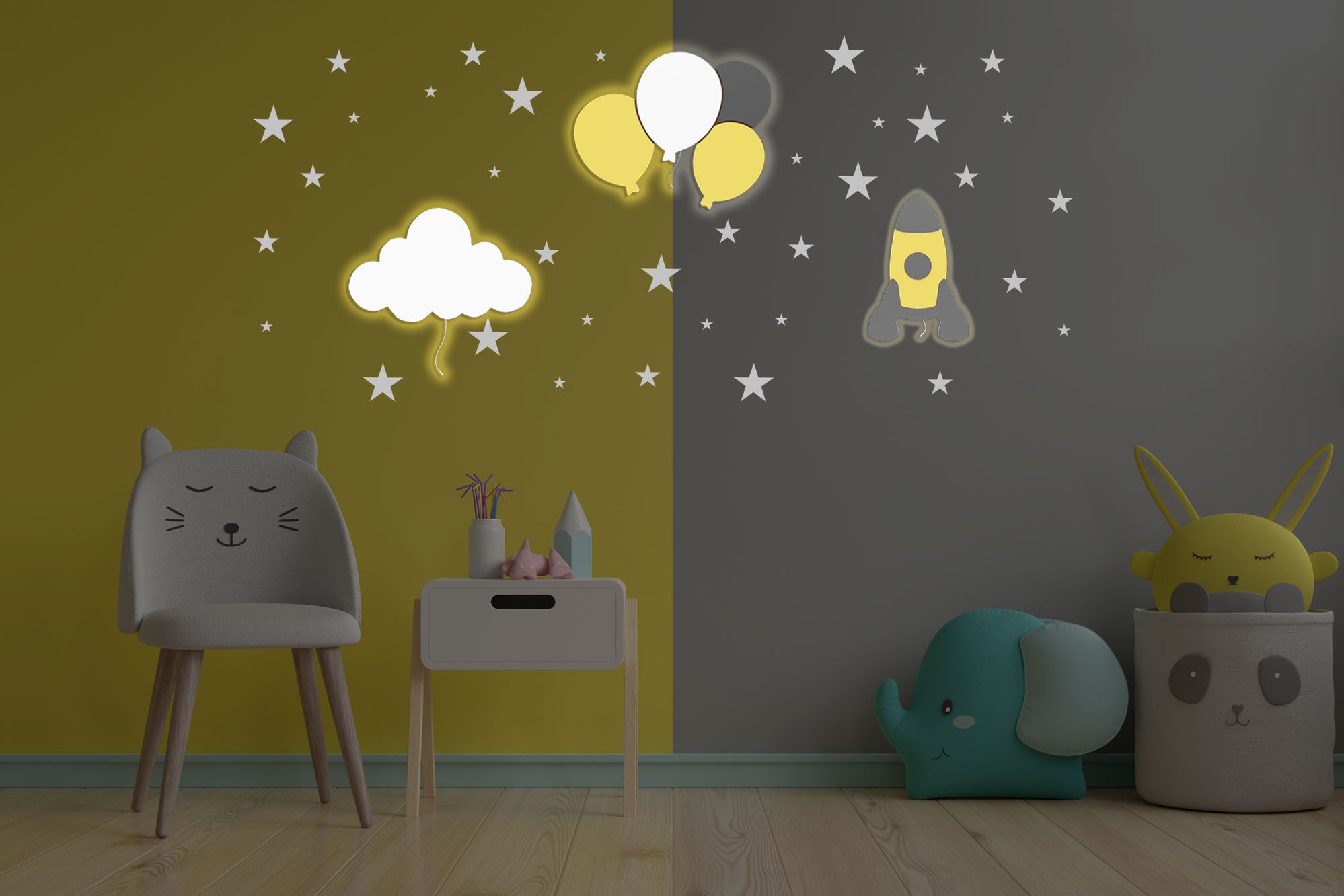 Veilleuses murale pour chambre enfant composition– Lenny et Alba