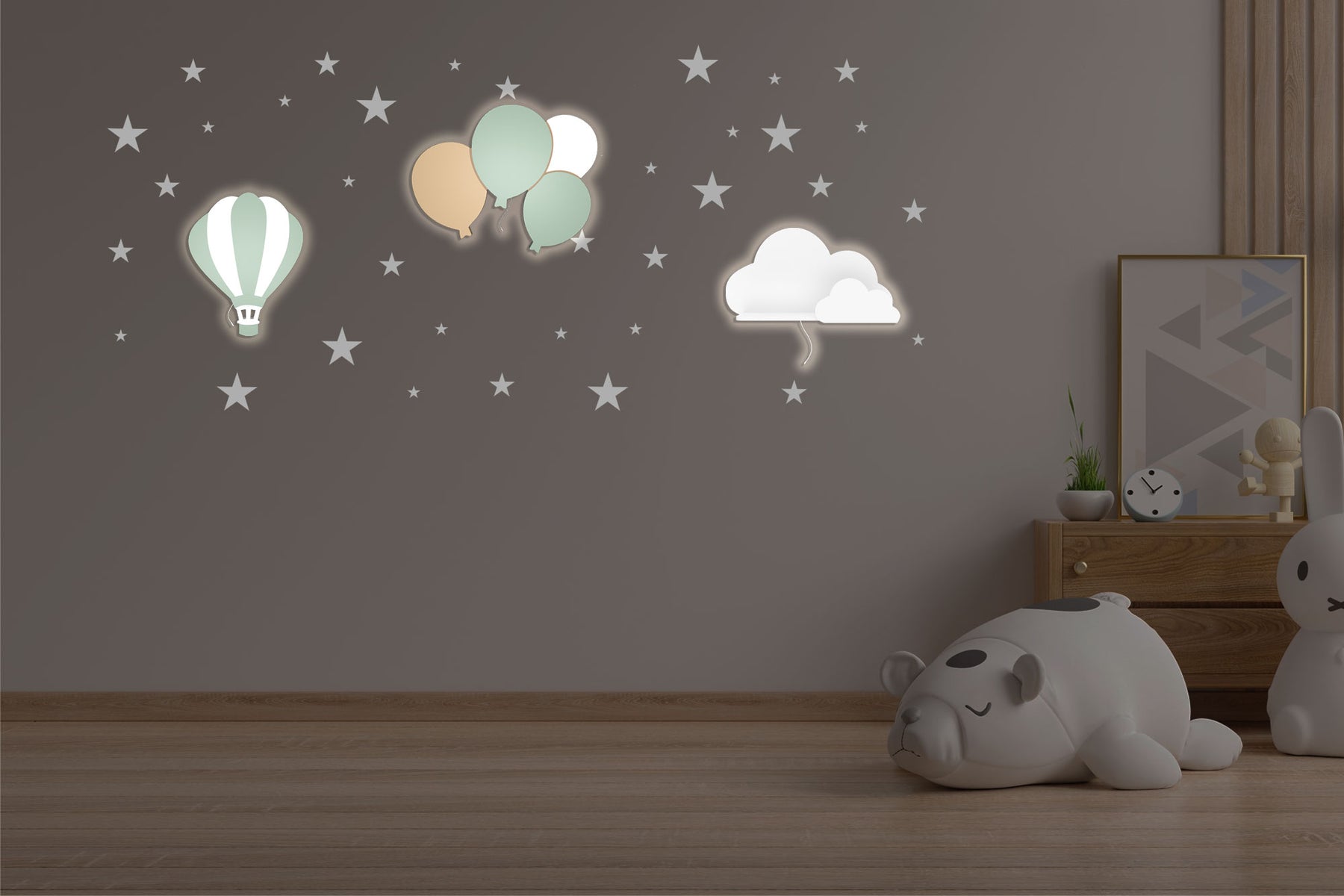 Veilleuses murale pour chambre enfant composition– Lenny et Alba