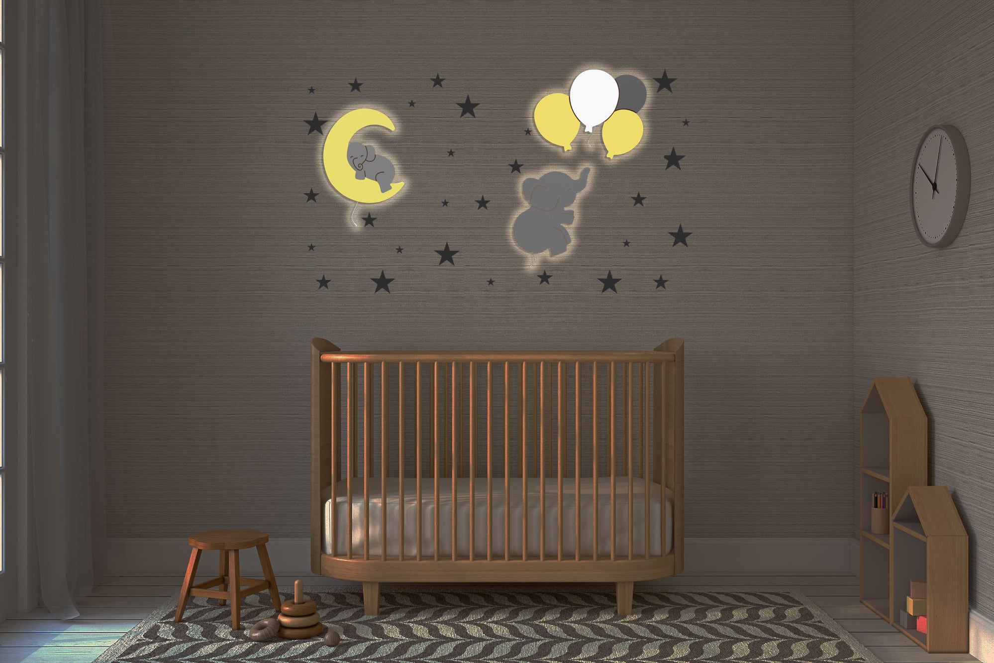 Veilleuses murale pour chambre enfant composition– Lenny et Alba